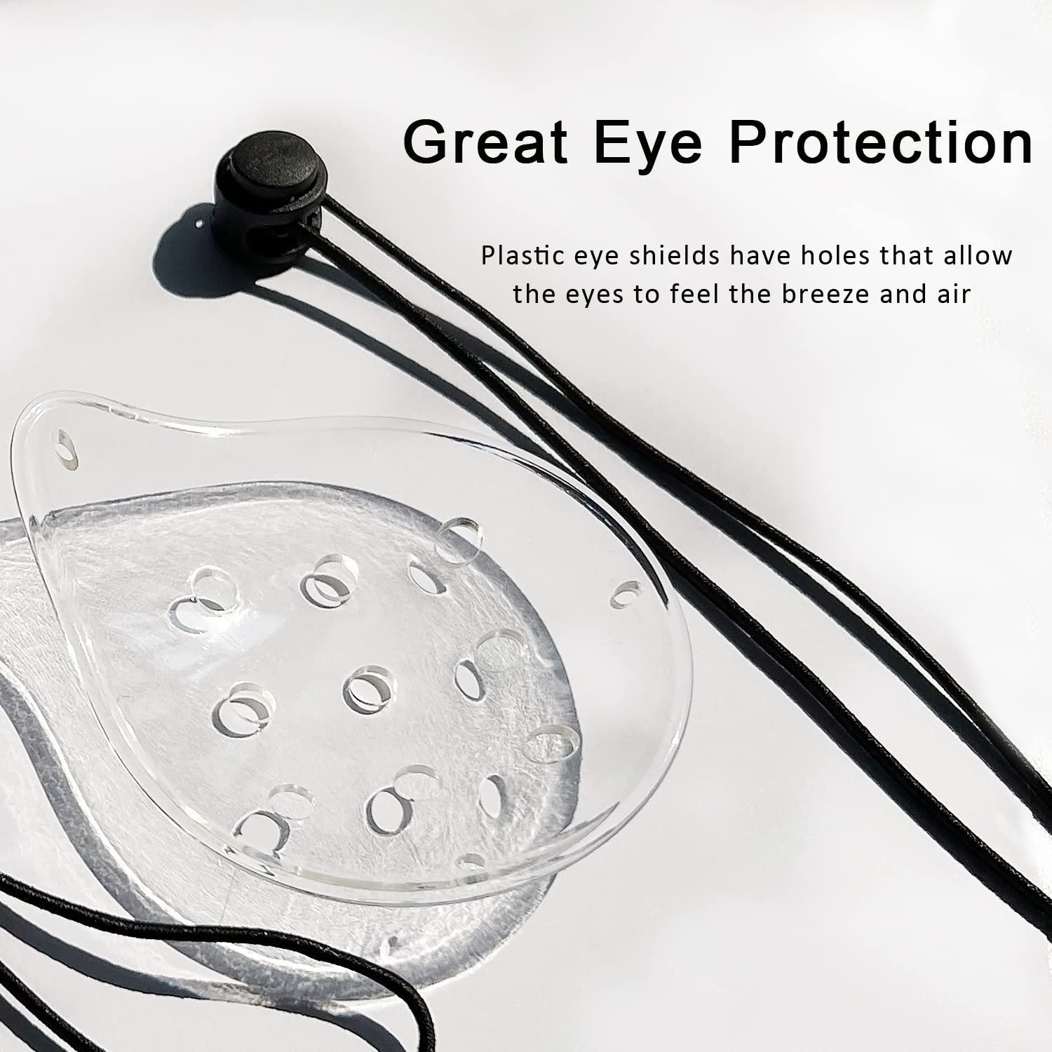 Vandorla Eye Shield, 2 Pcs Plastic Eye Shield Eye Patch for Eye Protection Eye Surgery Covering Breathable with 2 Elastic Rope, Transparent