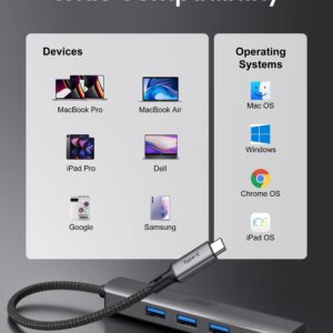 USB C to Ethernet Adapter, SAILLIN USB C Hub with RJ45 Gigabit and 3 USB 3.0 Ports, Thunderbolt 3 Multiport Adapter Hub 4 in 1 for MacBook Pro/Air, iPad Pro, iMac, Dell XPS, Surface Pro, Chromebook