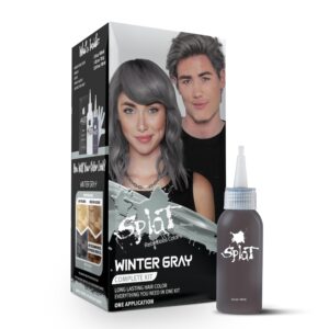 splat winter gray semi permanent hair dye kit with bleach, 1 application, includes gray hair dye, oxide & bleach powder, vegan & cruelty free hair color