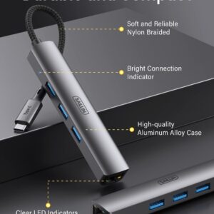 USB C to Ethernet Adapter, SAILLIN USB C Hub with RJ45 Gigabit and 3 USB 3.0 Ports, Thunderbolt 3 Multiport Adapter Hub 4 in 1 for MacBook Pro/Air, iPad Pro, iMac, Dell XPS, Surface Pro, Chromebook