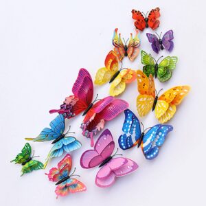 3d butterfly wall stickers decor 24 pcs luminous colorful butterfly wall decals for kids girls baby women bedroom living room wall art decor removable mural sticker butterflies wall art decorations