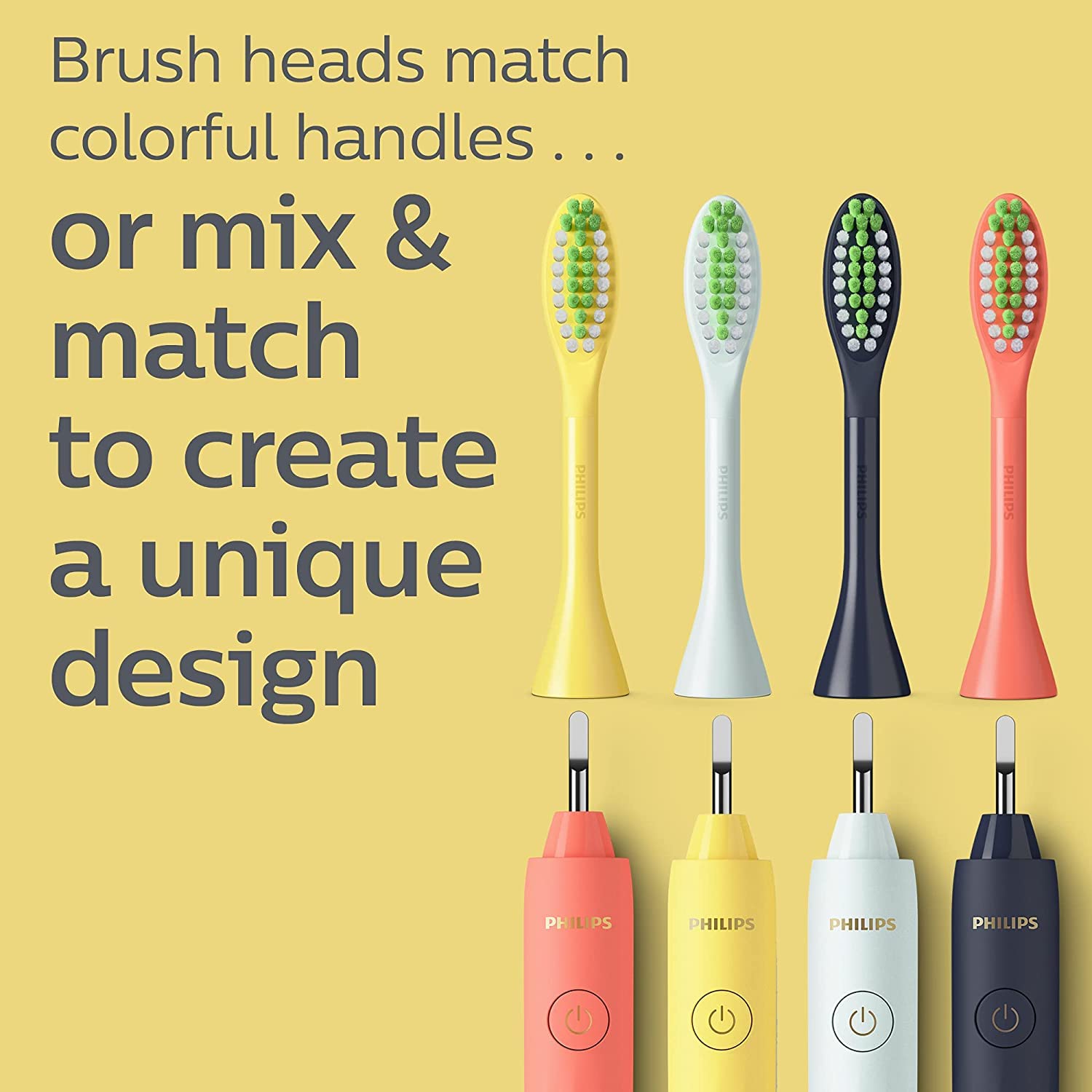 Philips Sonicare One Toothbrush, Electric Battery Powered Toothbrush with Sleek Travel Case and 2pk Toothbrush Heads - Mango Yellow, HY1100-02