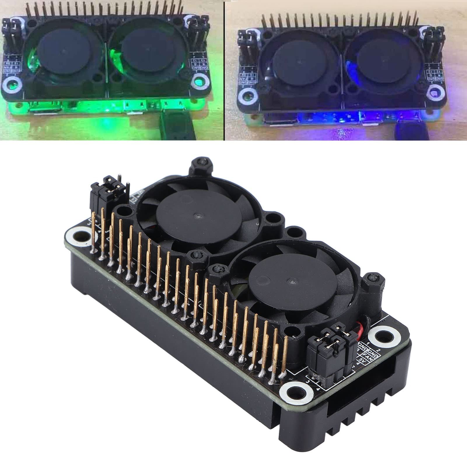 Dual Cooling Fans with Aluminum Alloy Heatsink for Raspberry Pi Zero 2W, RGB Lights Support GPIO PWM Control, Come with Screwdriver