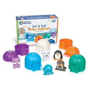 learning resources sort & seek polar animals, toddler activities, educational toy set color, teaching toys, 15 pieces, age 18 months+ gifts for boys and girls