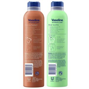 Vaseline Cocoa Radiant Spray + Aloe Soothe Spray Variety 2-Pack – Non-Greasy, Fast-Absorbing All-Over Moisturizers for Dry Skin, 6.5 Oz Ea