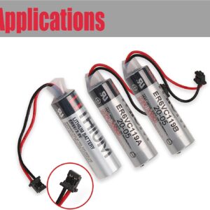 BAOBUTE (Pack of 2) ER6V/3.6V ER6VC119A ER6VC119B 2400mAh PLC Lithium Battery Compatible for Toshiba PLC Battery for M64 7x6x2mm