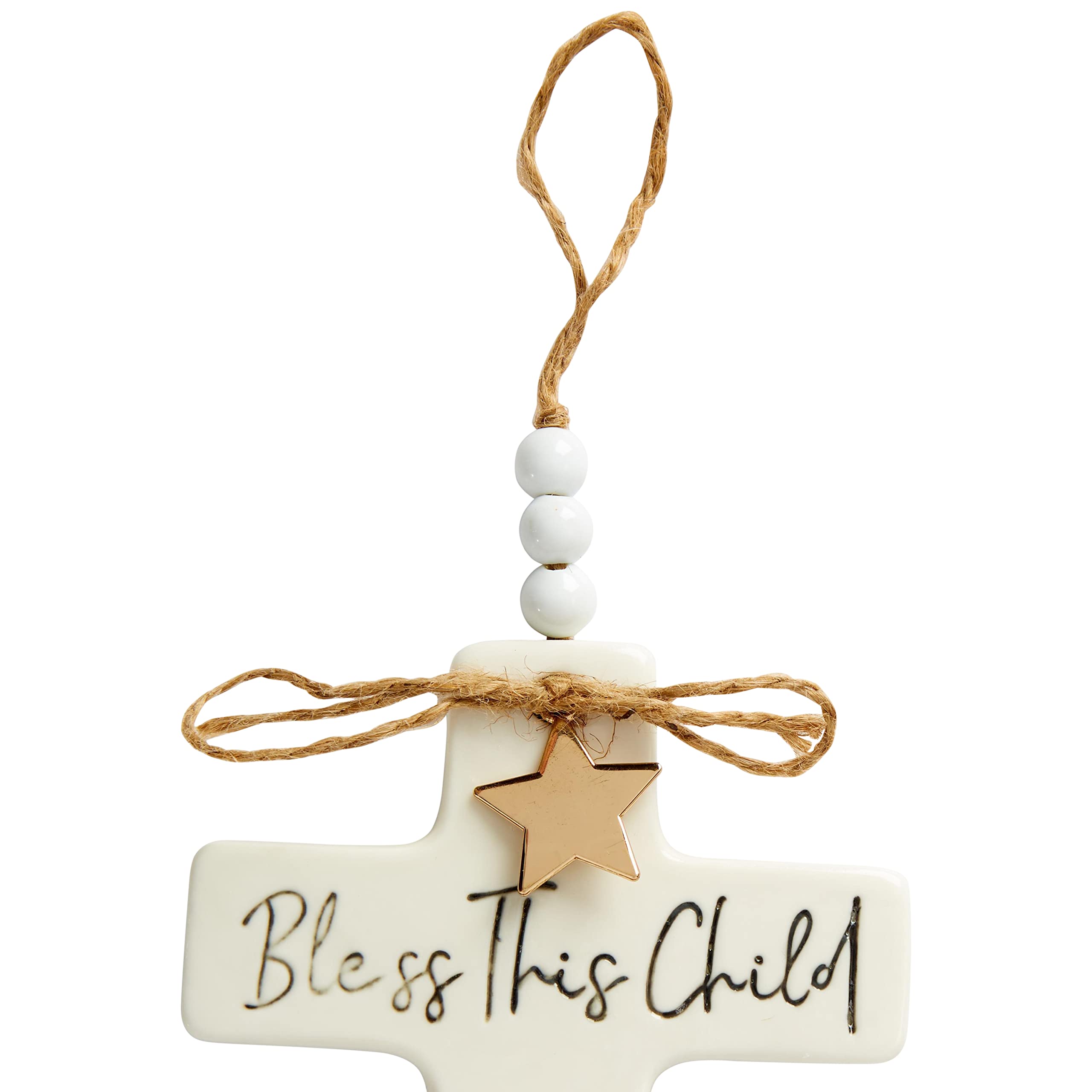 C.R. Gibson BCC-21544 Bless This Child Ceramic Baby Cross Religious Nursery Décor, 4.5" W x 6.5" H, Multicolor