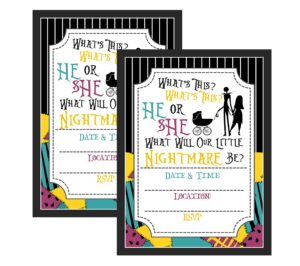 silly goose gifts nightmare before christmas themed baby shower gender reveal invitation invite decoration supply (set of 12) with envelopes