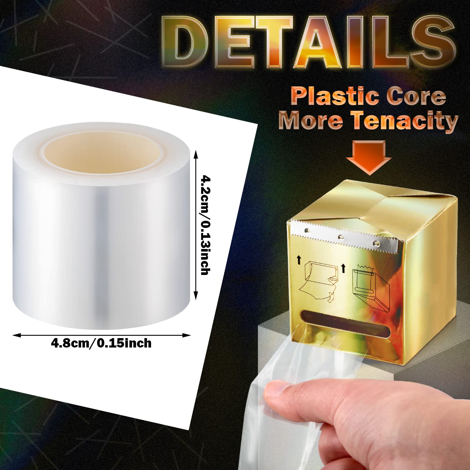 8 Rolls Disposable Eyebrow Tattoo Plastic Wrap Transparent Makeup Preservative Film Cosmetic Wrap Cover Tape Roll with Box Microblading Cutter for Eyebrow Lips Permanent Make up Supplies Salons