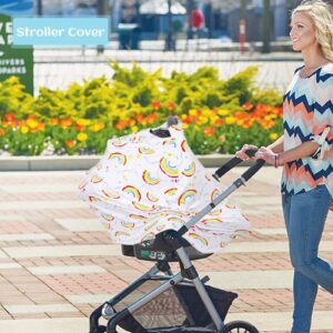 Cloele Car Seat Canopy for Babies Nursing Cover Breastfeeding Scarf - Multi Use Baby Car Seat Covers Rainbow Infant Stroller Cover Newborn Breastfeeding Nursing Cover