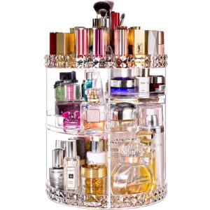 360 rotating makeup organizer large perfume cosmetics organizer beauty organizer clear cosmetic storage display case with 7 layers and detachable shelves for bedroom dresser or vanity countertop