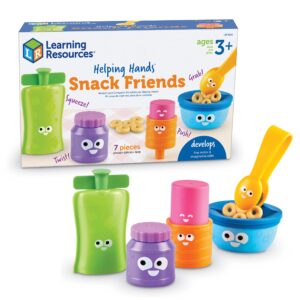 learning resources helping hands snack friends -toddler toys, fine motor fun, preschool, fine motor skills, toddler activities, occupational therapy toys,age 3+,7 pieces