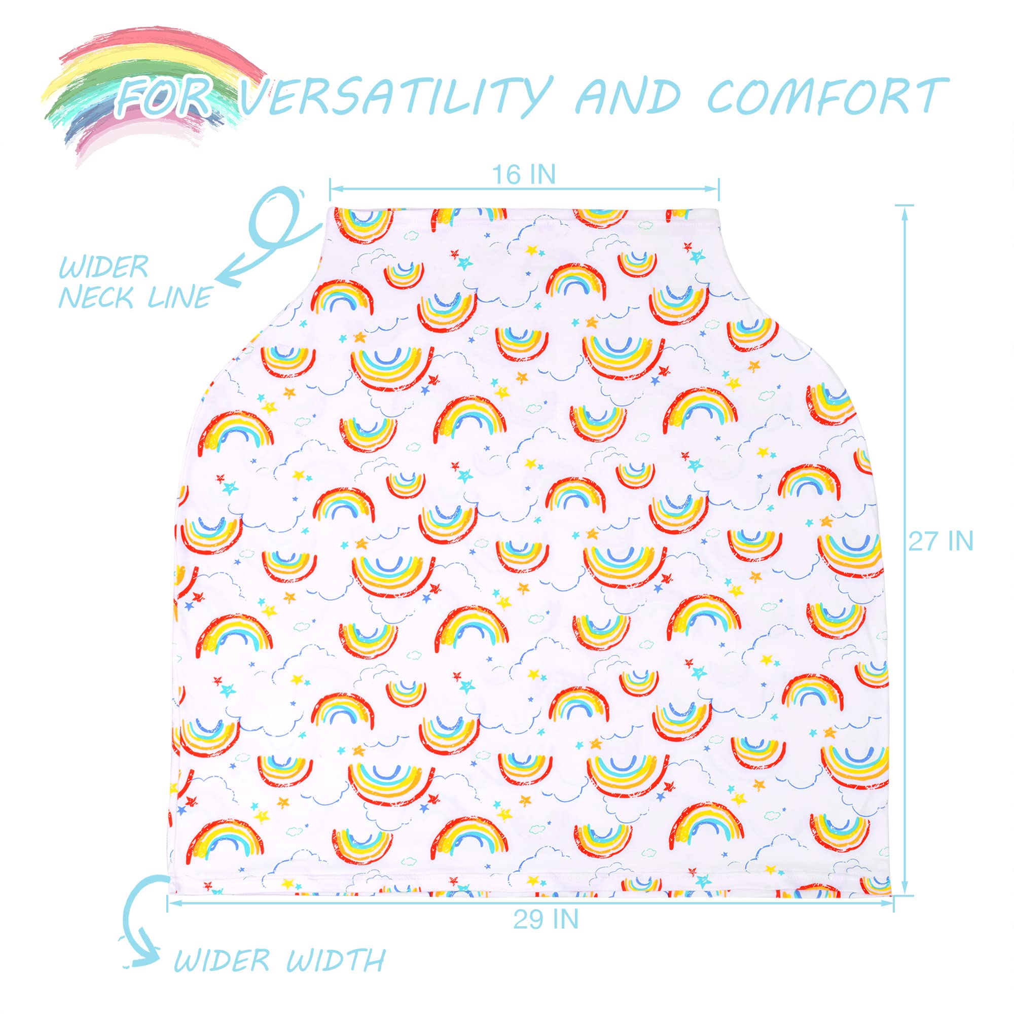 Cloele Car Seat Canopy for Babies Nursing Cover Breastfeeding Scarf - Multi Use Baby Car Seat Covers Rainbow Infant Stroller Cover Newborn Breastfeeding Nursing Cover