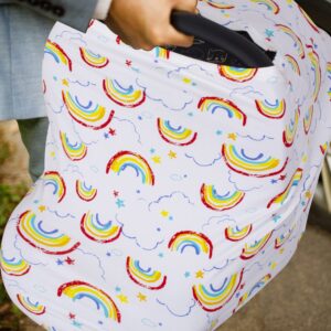 Cloele Car Seat Canopy for Babies Nursing Cover Breastfeeding Scarf - Multi Use Baby Car Seat Covers Rainbow Infant Stroller Cover Newborn Breastfeeding Nursing Cover