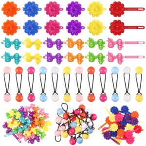 60 pcs self hinge hair barrettes for girls ball bubble hair accessories 80s 90s assorted hair clips elastic ponytail for baby toddler (lovely style)