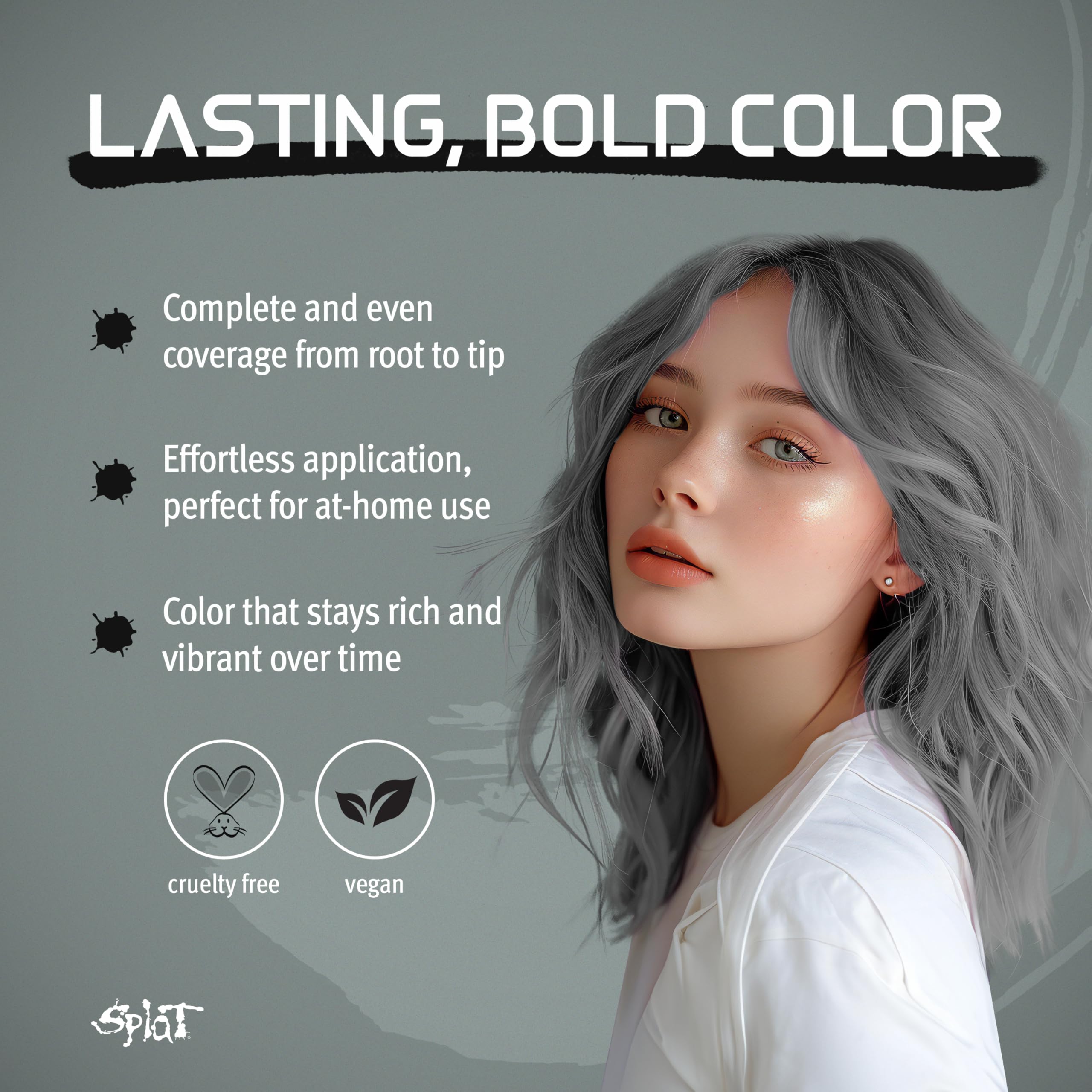 Splat Winter Gray Semi Permanent Hair Dye Kit with Bleach, 1 Application, Includes Gray Hair Dye, Oxide & Bleach Powder, Vegan & Cruelty Free Hair Color