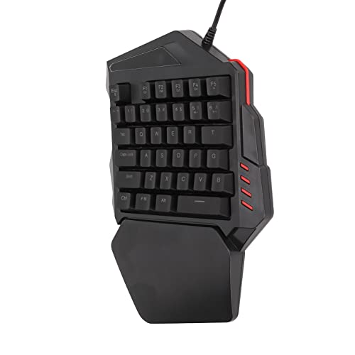 One Handed Gaming Keyboard, RGB Backlit 35 Keys Portable Mini Gaming Keypad with Macro Recording Function Plug and Play Mechanical Gaming Keyboard for PC Gamer