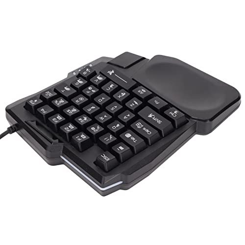 35 Keys Gaming Keyboard, Wide Palm Rest 35 Keys One Handed Gaming Keyboard Waterproof Black Anti Slip Design for Computer for Mobile Games