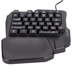 One Handed Gaming Keyboard 35 Keys Wired Keyboard, Black Single Handed Keyboard with Wide Palm Rest for Computer Mobile Games Mechanical Keyboard