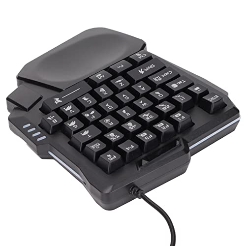 One Handed Gaming Keyboard 35 Keys Wired Keyboard, Black Single Handed Keyboard with Wide Palm Rest for Computer Mobile Games Mechanical Keyboard