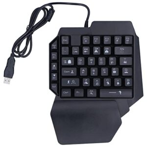 one handed gaming keyboard, 35 keys portable mini gaming keypad with wrist rest plug and play mechanical gaming keyboard for pc gamer