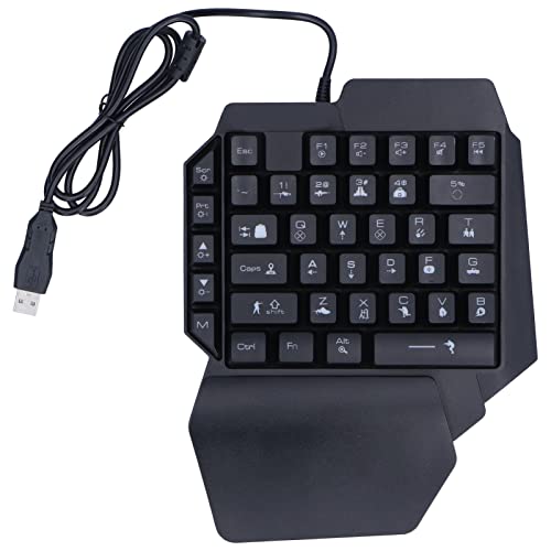 One Handed Gaming Keyboard, 35 Keys Portable Mini Gaming Keypad with Wrist Rest Plug and Play Mechanical Gaming Keyboard for PC Gamer