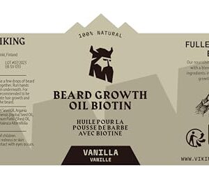 Striking Viking Beard Growth Oil with Biotin - Thickening & Conditioning Beard Oil Growth - Naturally Derived Beard Oil for Facial Hair Growth for Men Vanilla, 2 Fl Oz (Pack of 1) - Vanilla Beard Oil