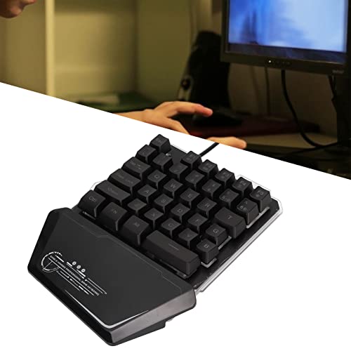 One Handed Gaming Keyboard, Gaming Keyboard Portable Integrated Palm Rest 35 Traditional Button Ergonomic Plug and Play for Office for Home