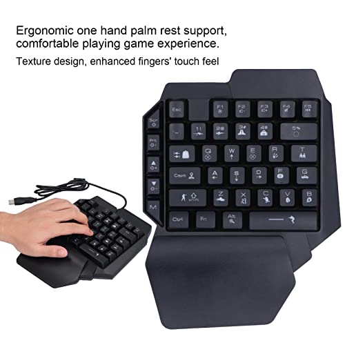 One Handed Gaming Keyboard, 35 Keys Portable Mini Gaming Keypad with Wrist Rest Plug and Play Mechanical Gaming Keyboard for PC Gamer