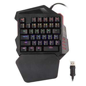 one handed gaming keyboard, rgb backlit 35 keys portable mini gaming keypad with macro recording function plug and play mechanical gaming keyboard for pc gamer