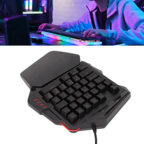 One Handed Gaming Keyboard, RGB Backlit 35 Keys Portable Mini Gaming Keypad with Macro Recording Function Plug and Play Mechanical Gaming Keyboard for PC Gamer