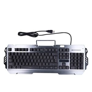 wired gaming keyboard, rgb led backlit mechanical keyboard with hand rest phone holder, 104 keys 2 colors keycaps backlit alloy panel computer keyboard