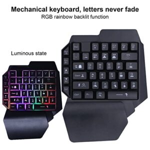 One-Handed Gaming Keyboard Mini Wired RGB Backlit Half Keyboard, Mechanical Keyboard One Handed Ergonomic RGB Colorful Backlit USB Wired Mechanical Keyboard