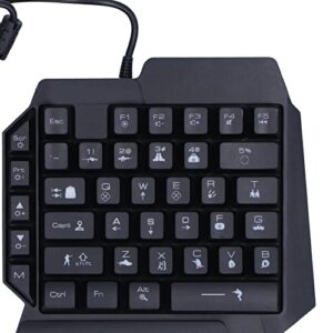 One Handed Gaming Keyboard, 35 Keys Portable Mini Gaming Keypad with Wrist Rest Plug and Play Mechanical Gaming Keyboard for PC Gamer