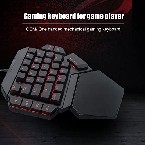 One Handed Mechanical Gaming Keyboard, 35 Key USB Wired Gaming Keyboard Gaming Keypad with 6 Programmable Keys, Half Keyboard One Hand Operate for Gaming