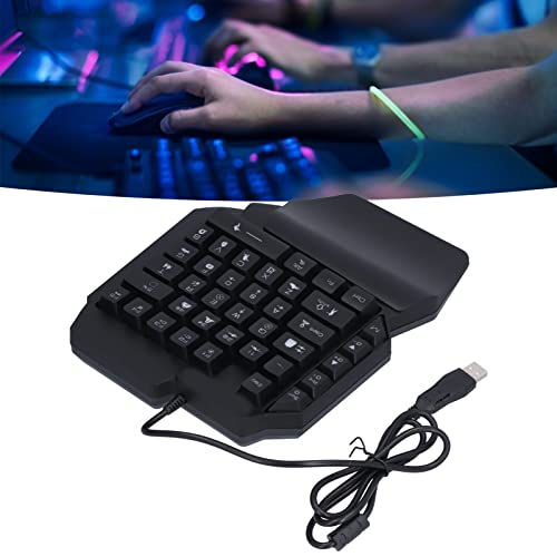 One Handed Gaming Keyboard, 35 Keys Portable Mini Gaming Keypad with Wrist Rest Plug and Play Mechanical Gaming Keyboard for PC Gamer