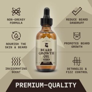 Striking Viking Beard Growth Oil with Biotin - Thickening & Conditioning Beard Oil Growth - Naturally Derived Beard Oil for Facial Hair Growth for Men Vanilla, 2 Fl Oz (Pack of 1) - Vanilla Beard Oil