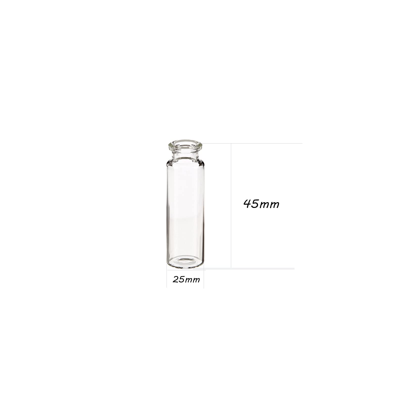 10ml Sample Vials Pack of 154 pcs-24x45mm Glass Transparent Bottom headspace Sample Bottles, chamfered Surface Treatment