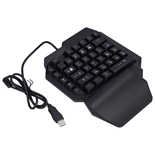 One Handed Gaming Keyboard, 35 Keys Portable Mini Gaming Keypad with Wrist Rest Plug and Play Mechanical Gaming Keyboard for PC Gamer