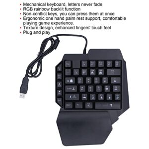 One-Handed Gaming Keyboard Mini Wired RGB Backlit Half Keyboard, Mechanical Keyboard One Handed Ergonomic RGB Colorful Backlit USB Wired Mechanical Keyboard