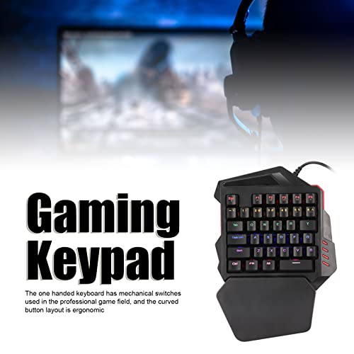 One Handed Gaming Keyboard, RGB Backlit 35 Keys Portable Mini Gaming Keypad with Macro Recording Function Plug and Play Mechanical Gaming Keyboard for PC Gamer