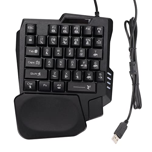 One Handed Gaming Keyboard 35 Keys Wired Keyboard, Black Single Handed Keyboard with Wide Palm Rest for Computer Mobile Games Mechanical Keyboard