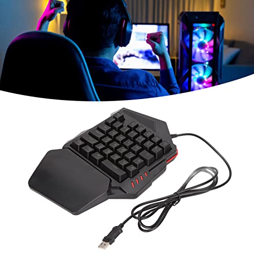 One Handed Gaming Keyboard, RGB Backlit 35 Keys Portable Mini Gaming Keypad with Macro Recording Function Plug and Play Mechanical Gaming Keyboard for PC Gamer