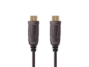 monoprice 8k ultra high speed fiber optic certified hdmi cable - hdmi 2.1, 8k@60hz, 4k@120hz, 48gbps, hdr, vrr, active optical cable (aoc), 49ft, black