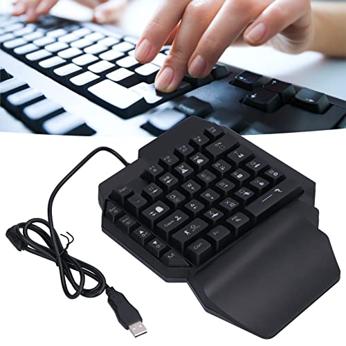 One Handed Gaming Keyboard, 35 Keys Portable Mini Gaming Keypad with Wrist Rest Plug and Play Mechanical Gaming Keyboard for PC Gamer