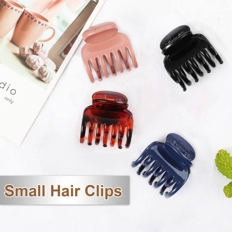 Vsiopy Hair Clips Medium Size Claw Hair Clips for Women Thin Hair No Slip, Hair Clips for Thick Hair, Double Row Jaw Clip (4 PCS)