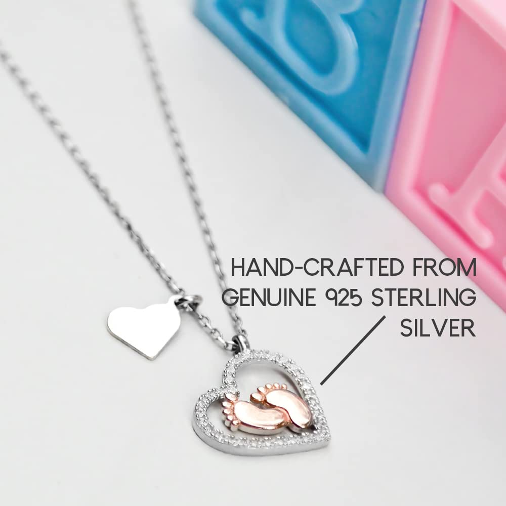 Aphrodite's Valentine's Gift for Grandma, Grandma to Be - Baby Feet Heart Pendant Necklace Baby Gift Set, Valentine's Day Gift Ideas for Grandma, Gifts for Grandmom, Valentine's Day Gift Grand Mother