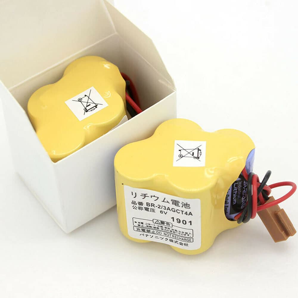 BAOBUTE 2pcs BR-2/3AGCT4A 6V 4400mAh Replacement Battery for FANUC A98L-0031-0025 CNC System with Brown Plug