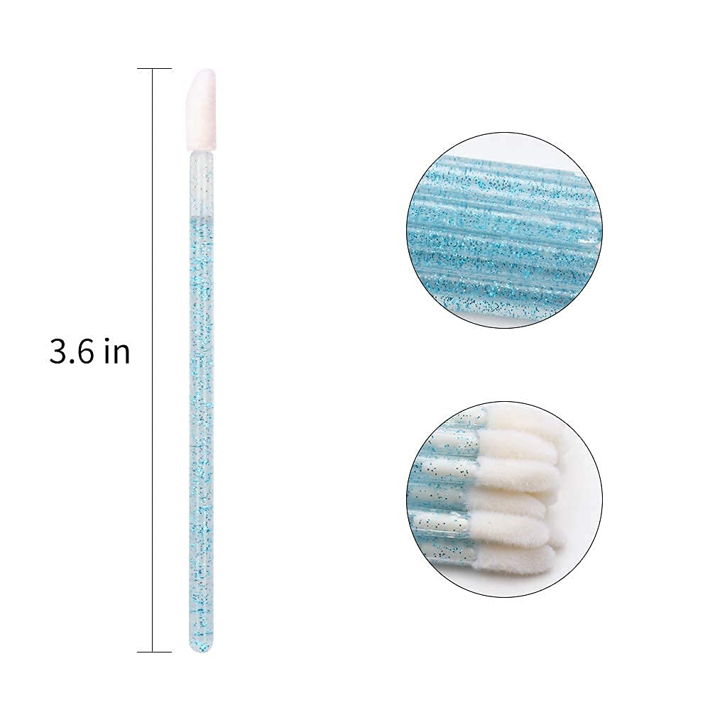 300 PCS Lip Brushes Disposable Lip Gloss Wands Lipstick Applicator Makeup Tool, Crystal Handle (White)