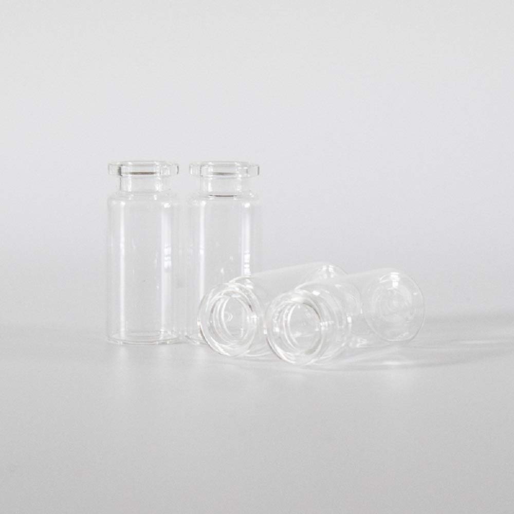 10ml Sample Vials Pack of 154 pcs-24x45mm Glass Transparent Bottom headspace Sample Bottles, chamfered Surface Treatment